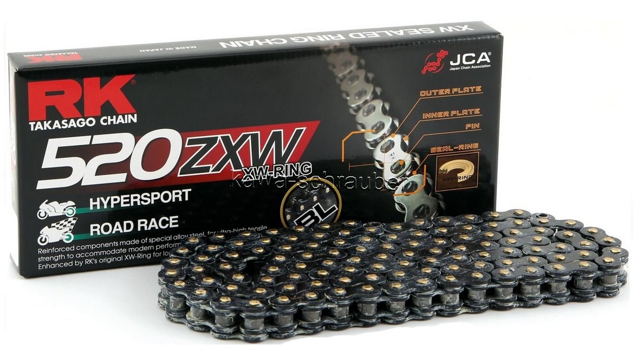 RK CHAIN - SÊNRK 520 ZXW - PHỐT CAO SU XW-RING - MÀU ĐEN CỐT VÀNG